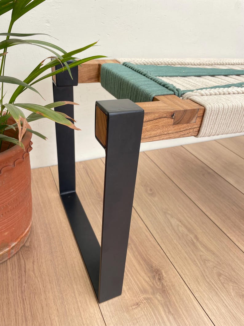 Hand Woven Bench • Mid Century Woven Bench • Modern Entryway Bench ...