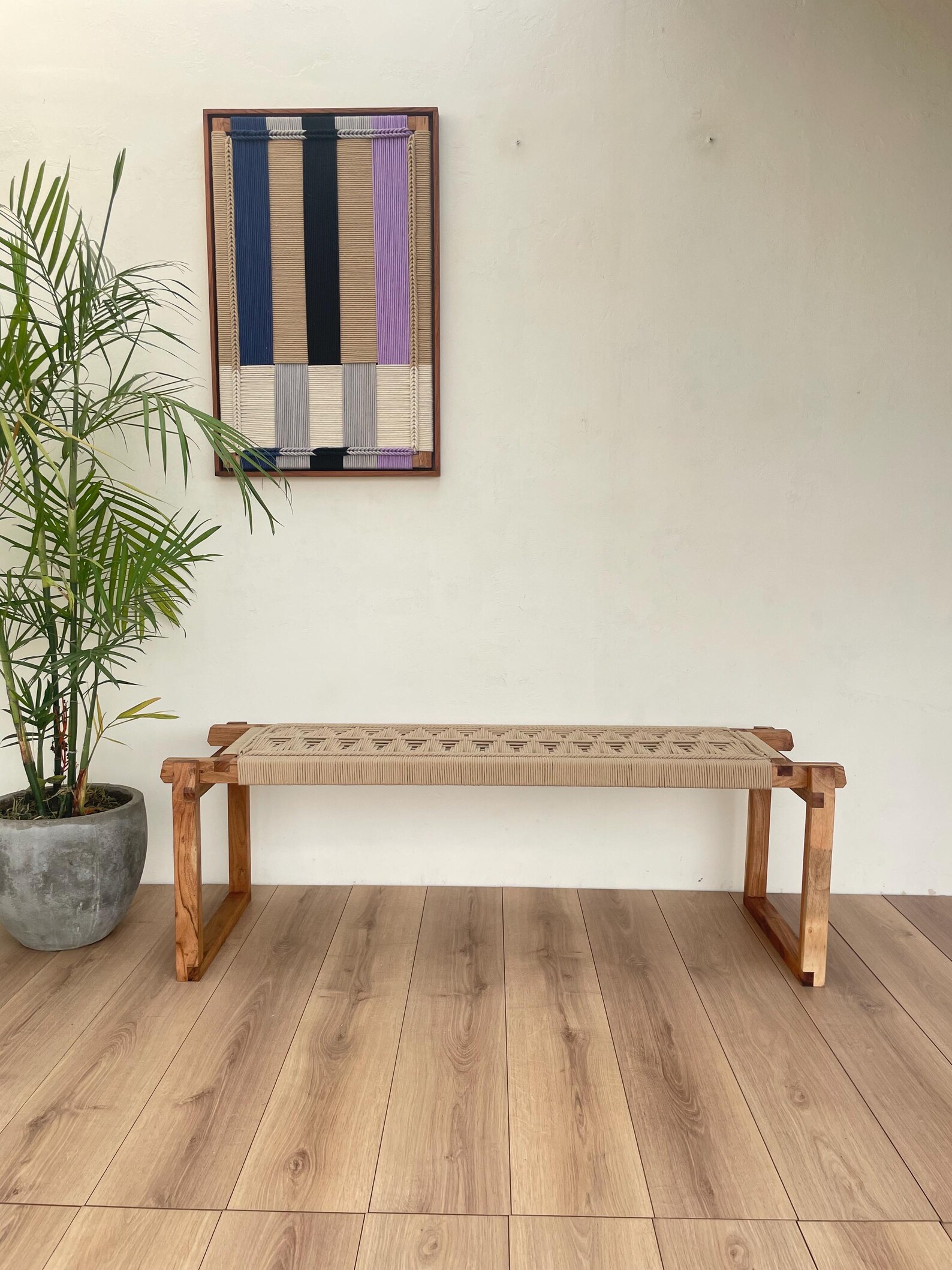 Mid-century Bench • Woven Bench • End of Bed Bench • Mudroom Bench ...