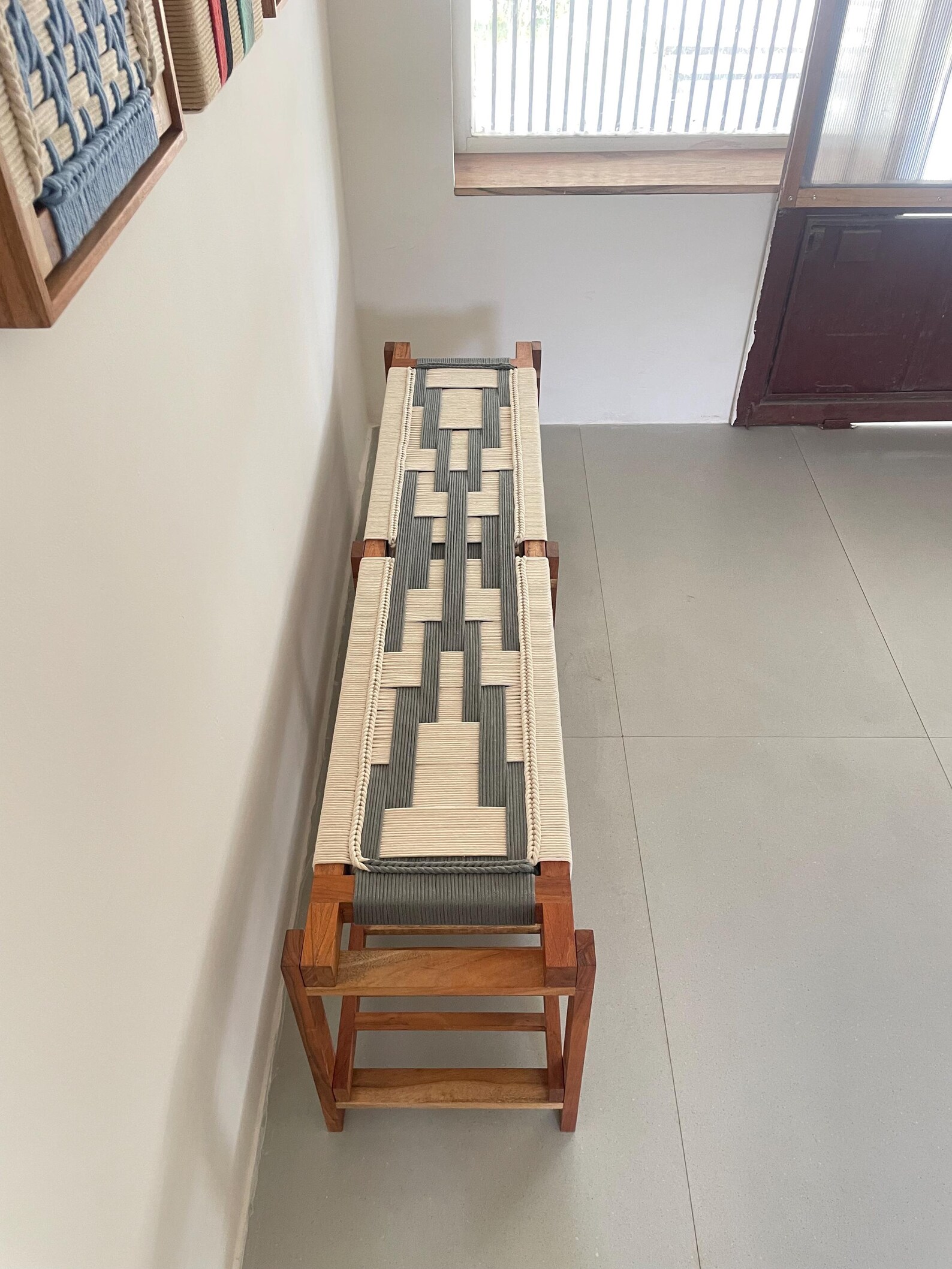 Handmade Woven Bench: Boho Modern Entryway Bench - Etsy