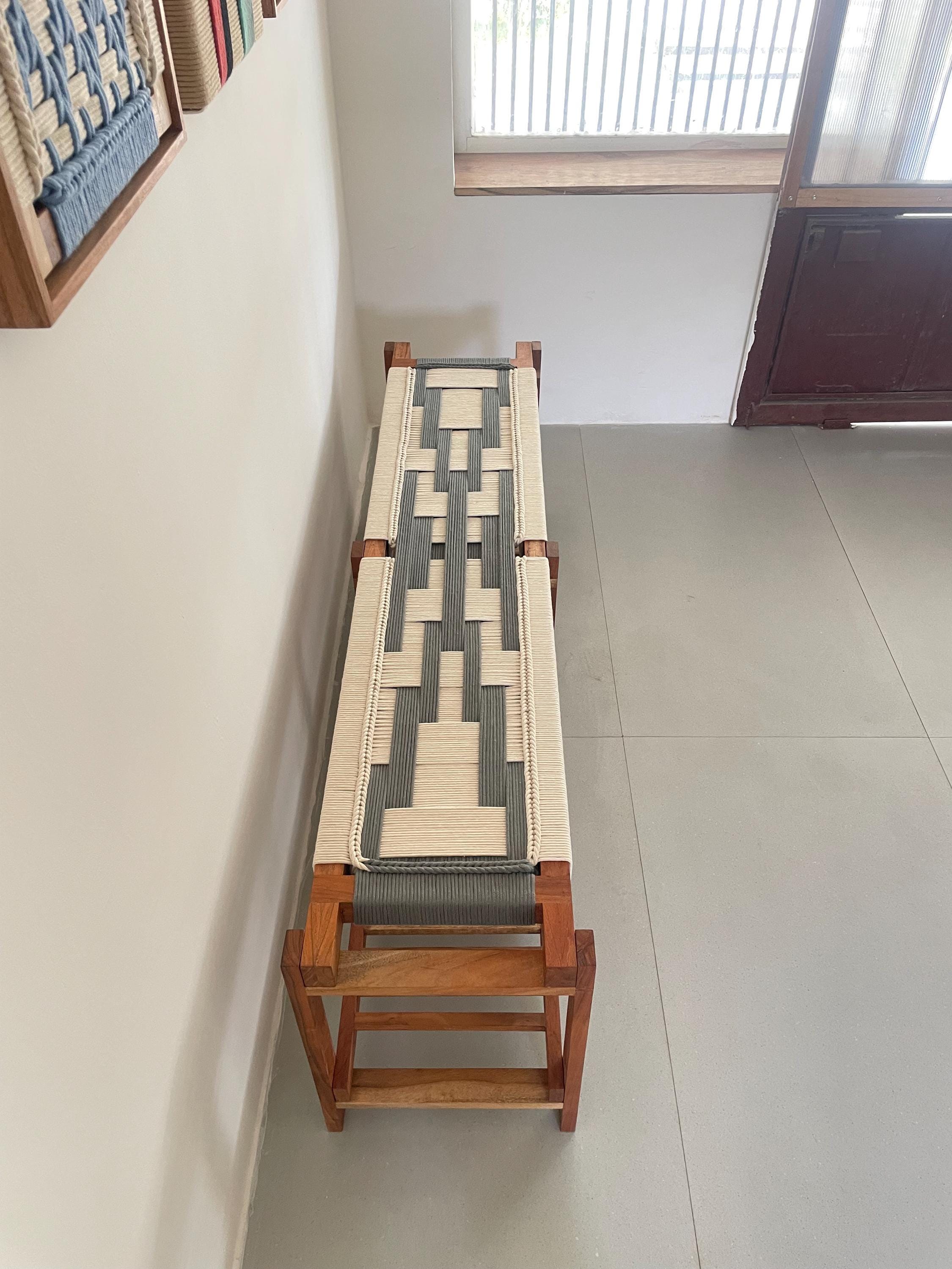 Handmade Woven Bench: Boho Modern Entryway Bench - Etsy
