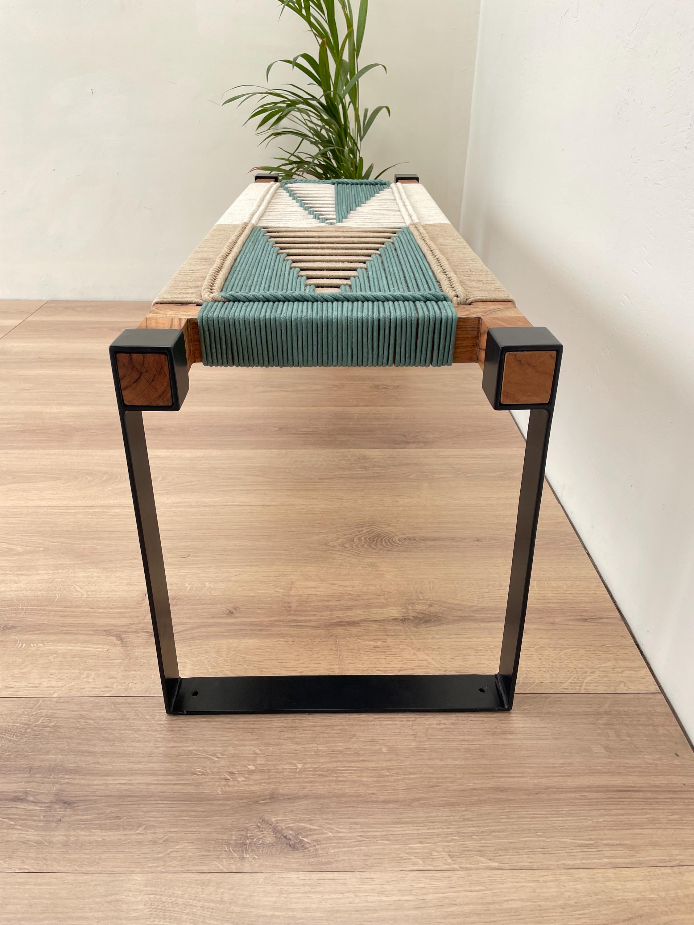 Hand Woven Bench • Mid Century Woven Bench • Modern Entryway Bench ...