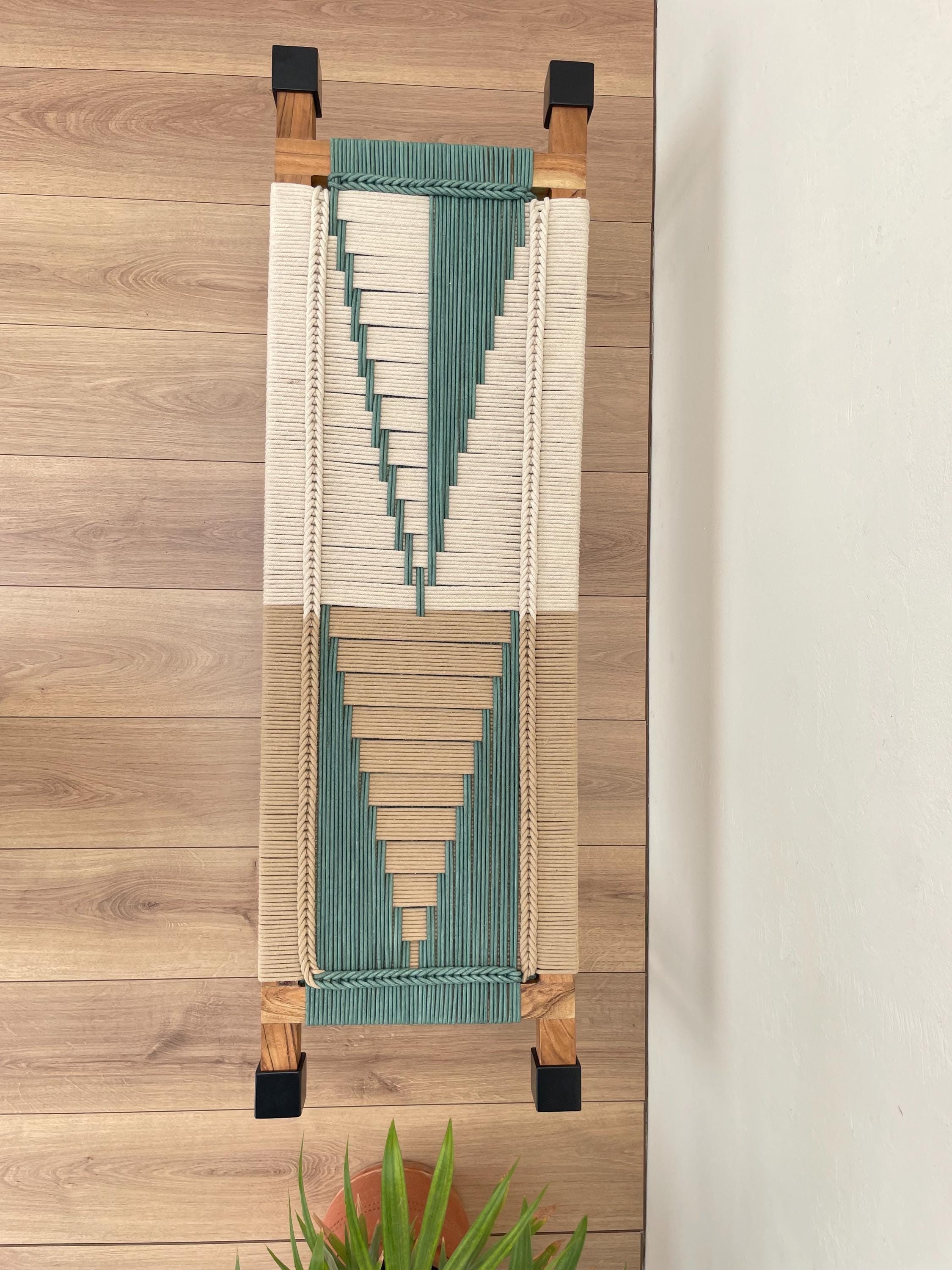 Hand Woven Bench • Mid Century Woven Bench • Modern Entryway Bench ...