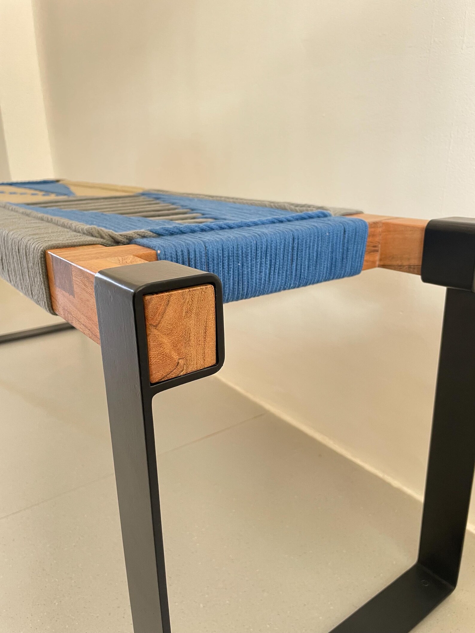 Handmade Woven Bench: Mid-century Modern Cotton Cord Bench - Etsy