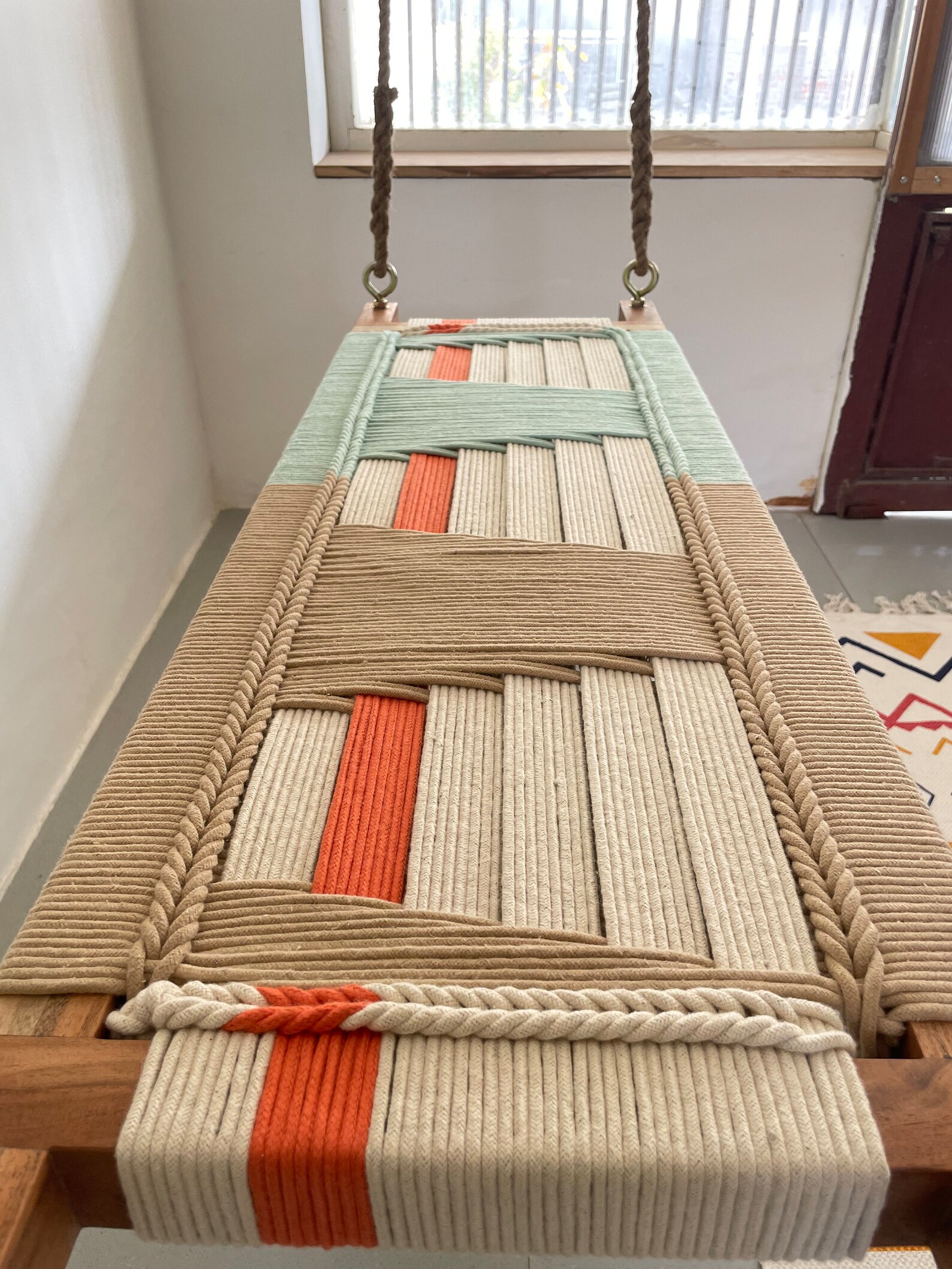 Hand Woven Tree Swing, Boho Wooden Indoor Outdoor Adults Tree Swing ...