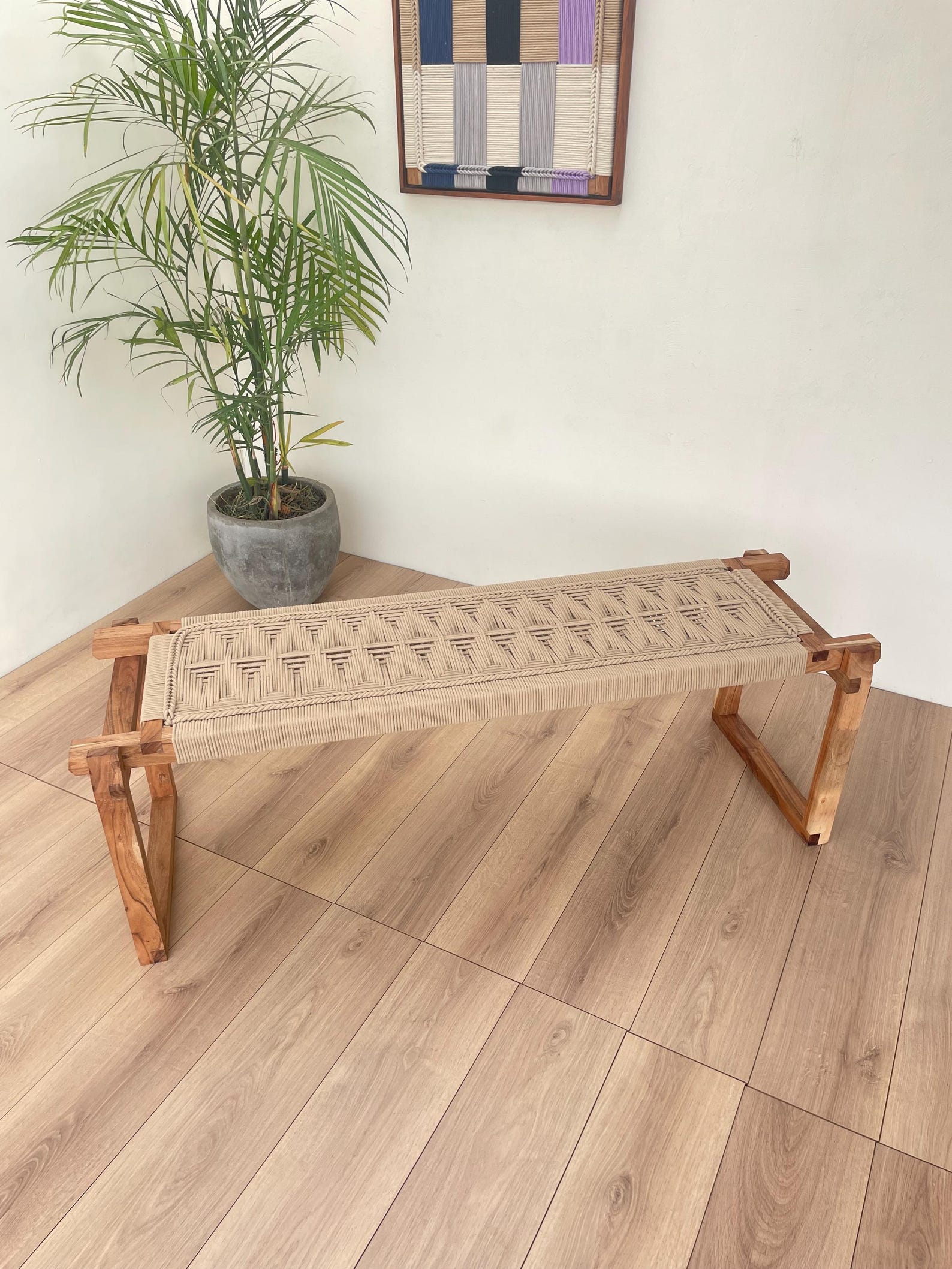 Mid-century Bench • Woven Bench • End of Bed Bench • Mudroom Bench ...