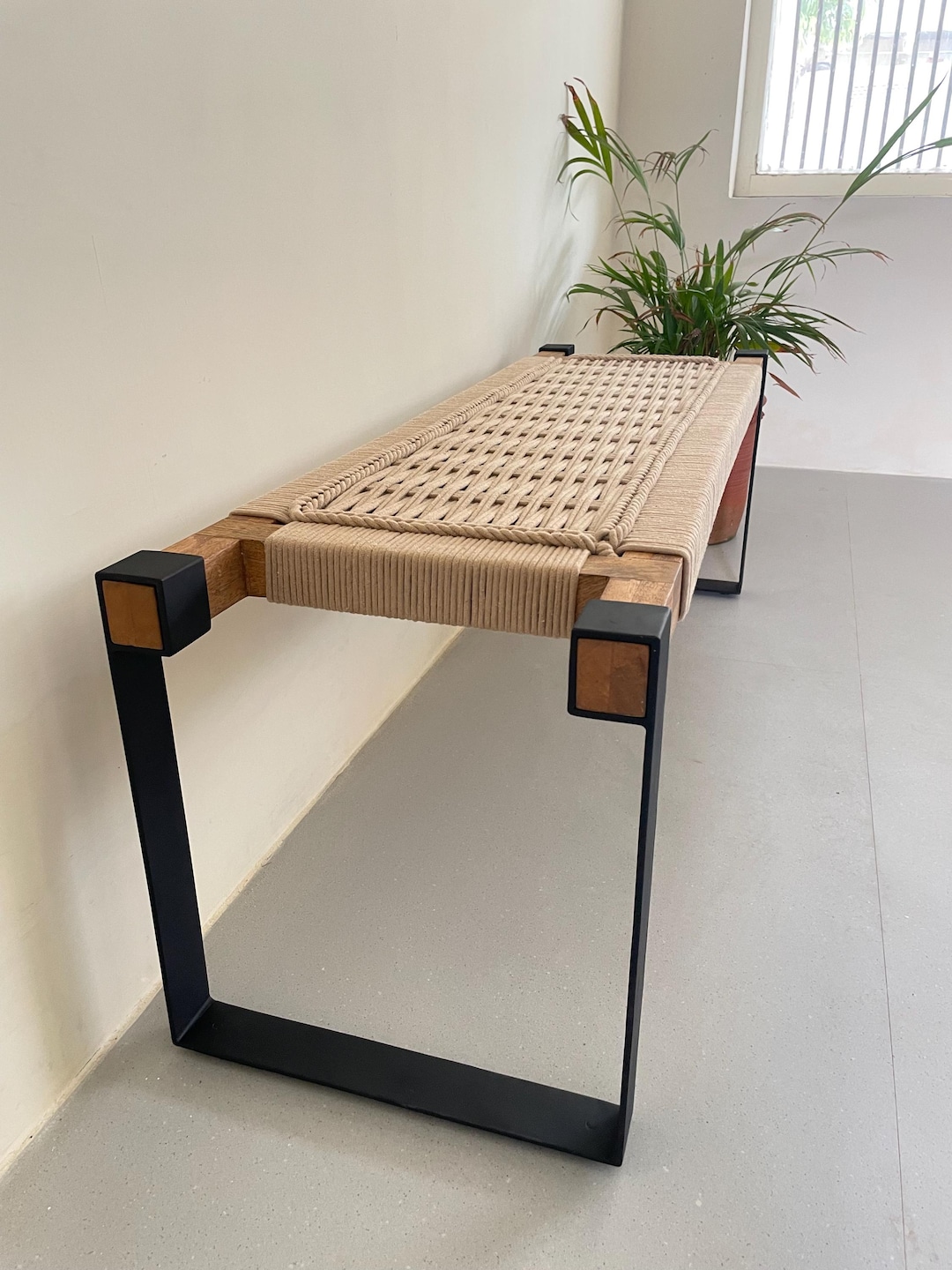 Woven Bench • Modern Entryway Bench • End Bench • Metal Bench • Charpoy ...