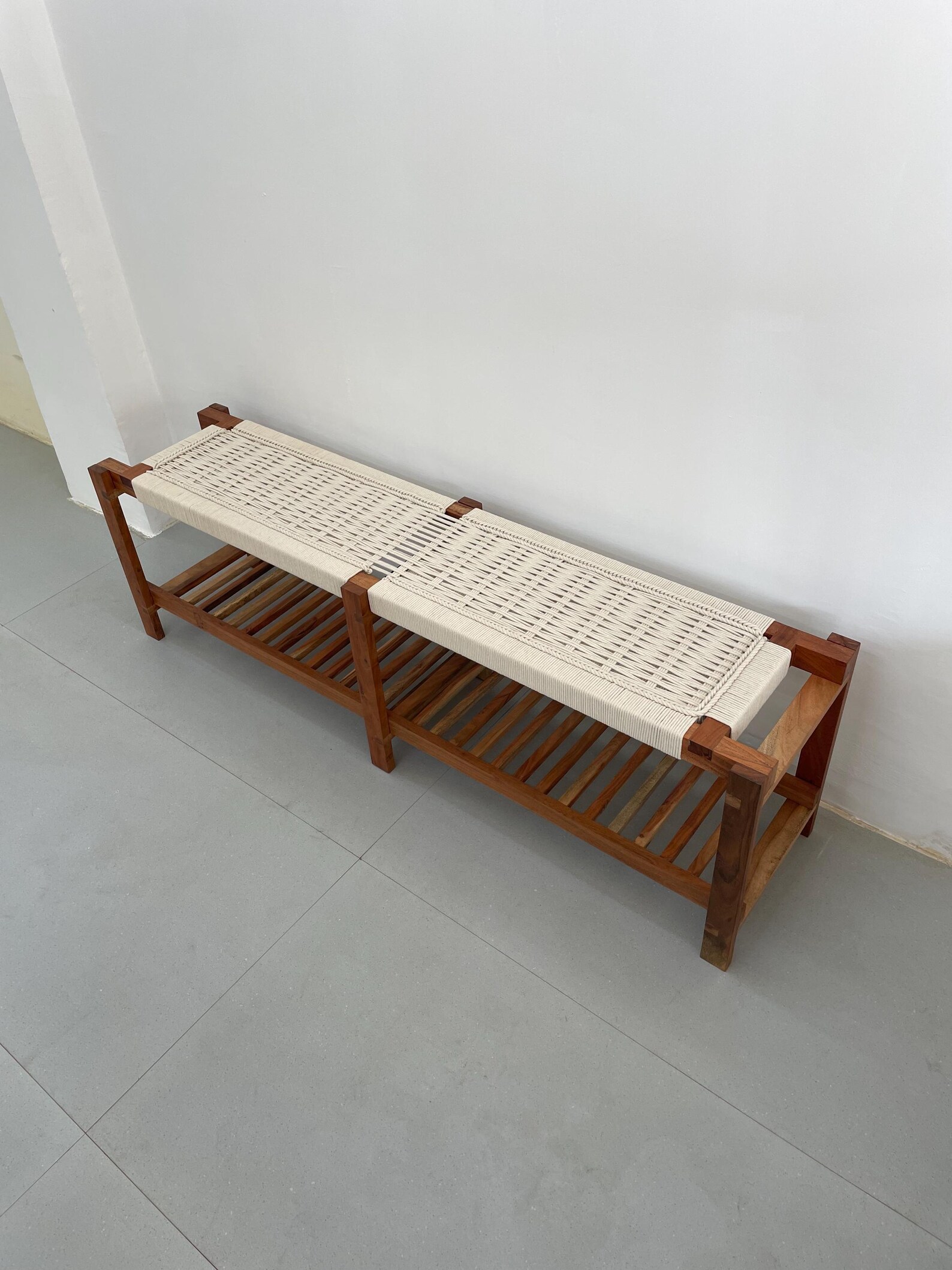 Handmade Woven Bench: Mid-century Modern Entryway Bench - Etsy