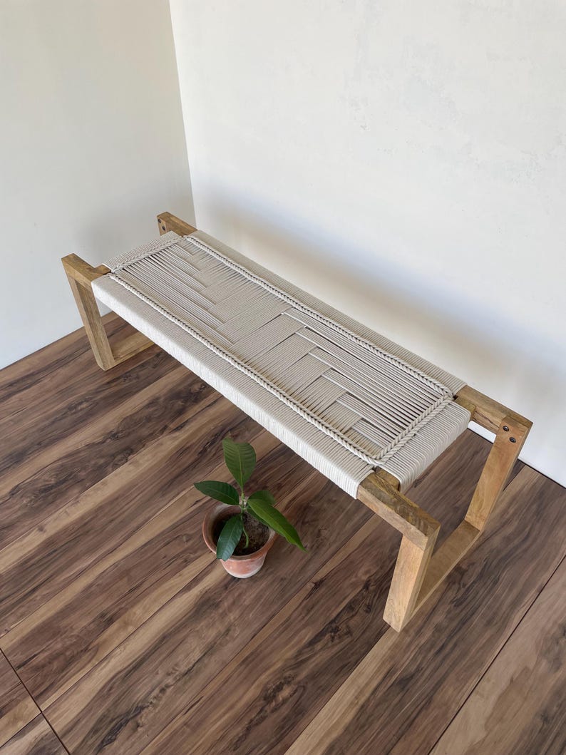 Modern Woven Bench Mid Century Modern Woven Bench Modern Entryway Bench ...