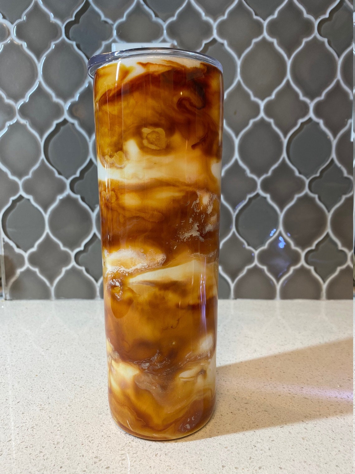 Custom 20 Oz. Skinny Cup for Hot Coffee or Cold Liquid Caramel Brown - Etsy