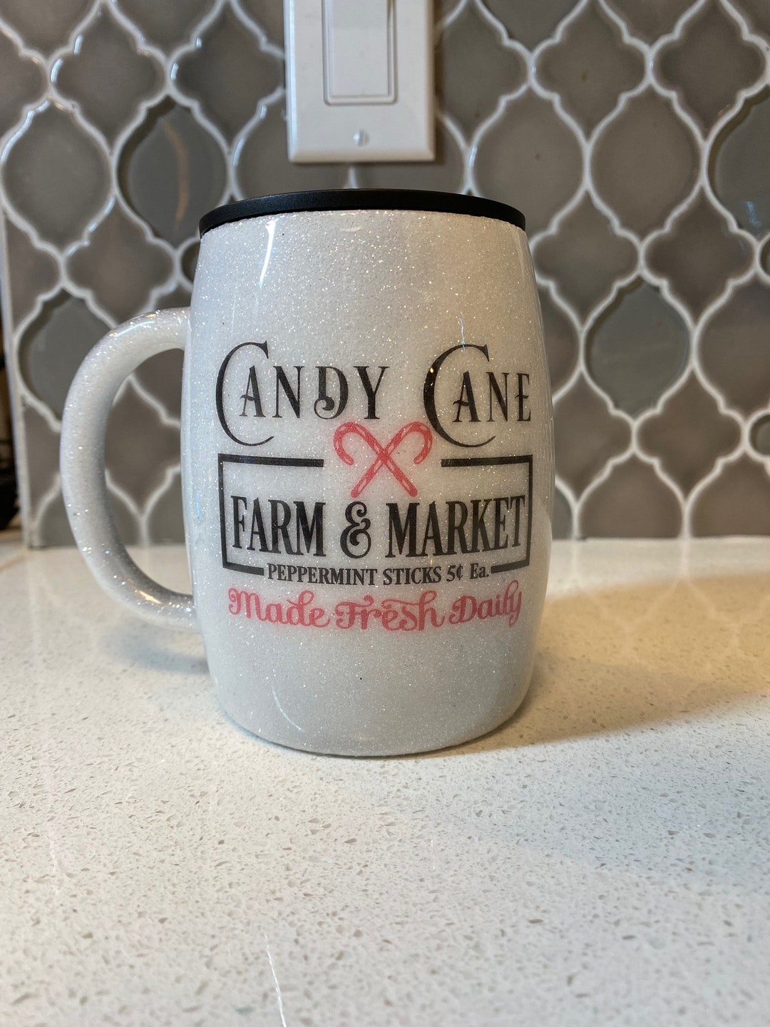 Candy Cane Farm and Market Custom Glitter Coffee Cup for Christmas - Etsy