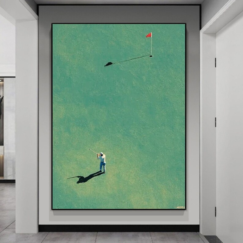 Original Golf Player Minimalist Oil Painting, Abstract Sports Lover ...