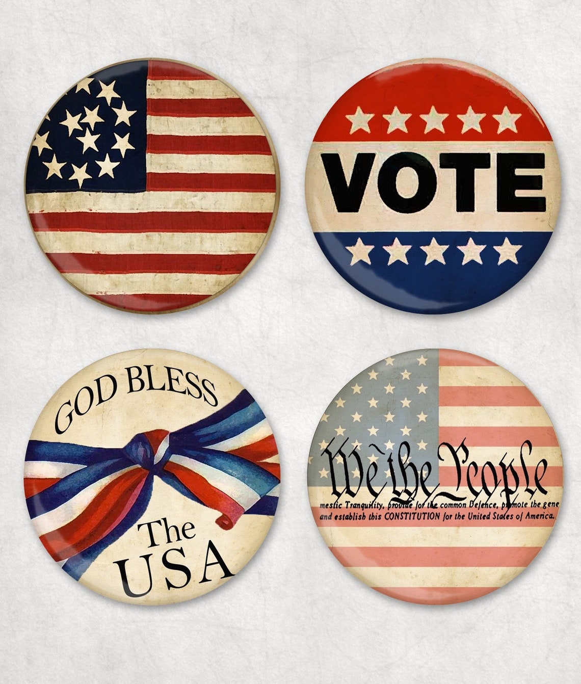Set of 8 Patriotic Buttons Uncle Sam USA - Etsy