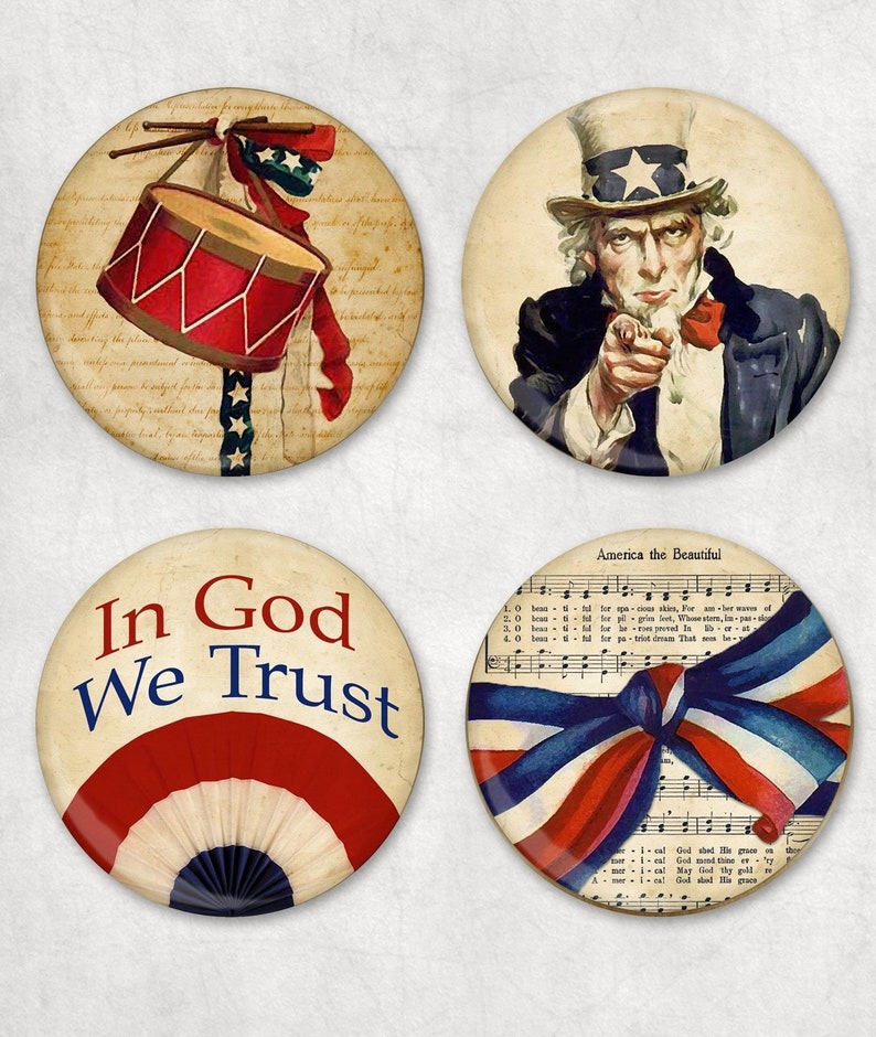 Set of 8 Patriotic Buttons Uncle Sam USA - Etsy