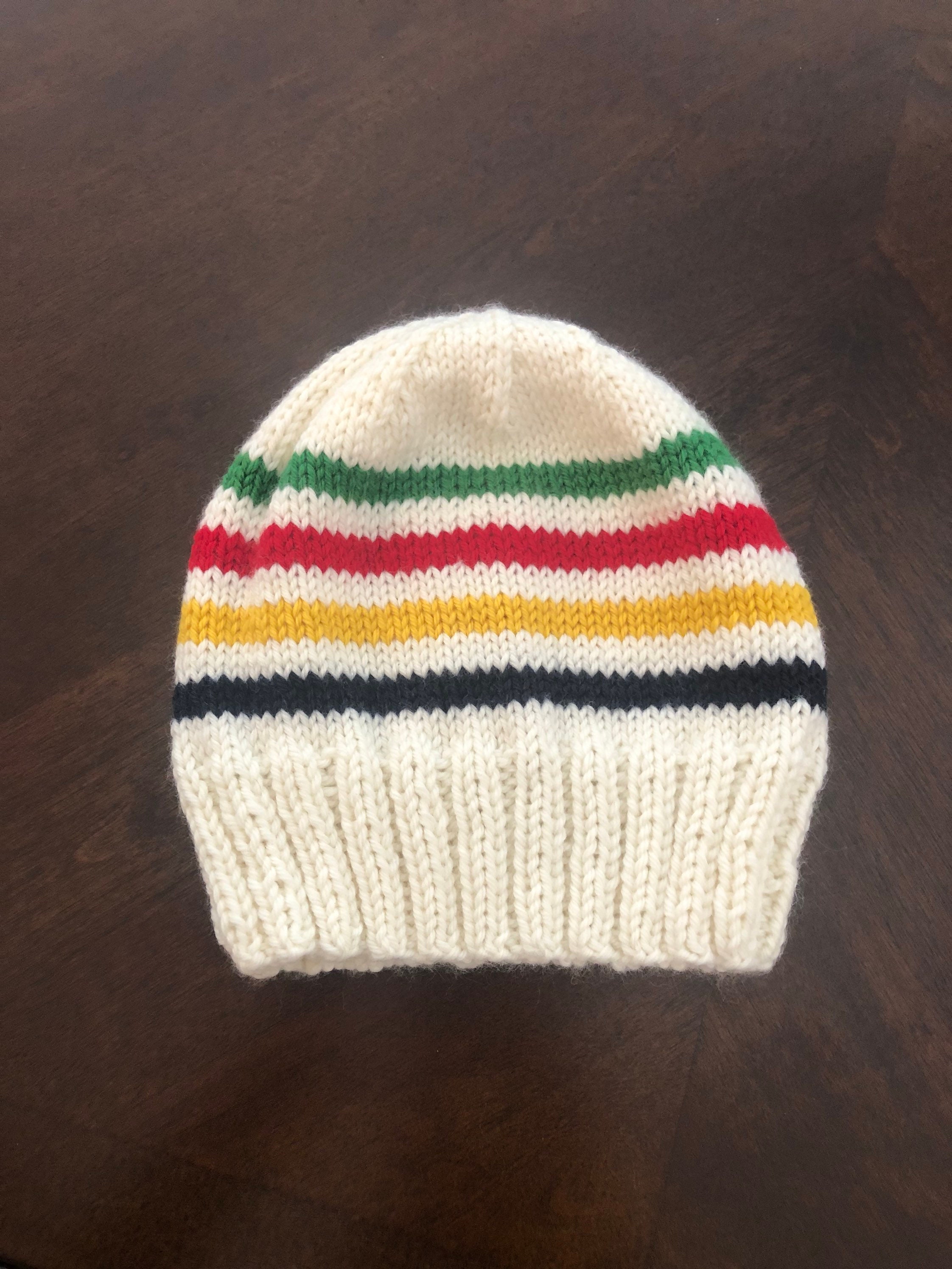 Hudson's Bay Inspired Hat - Canadian Winter Hat - Handmade Knitted ...