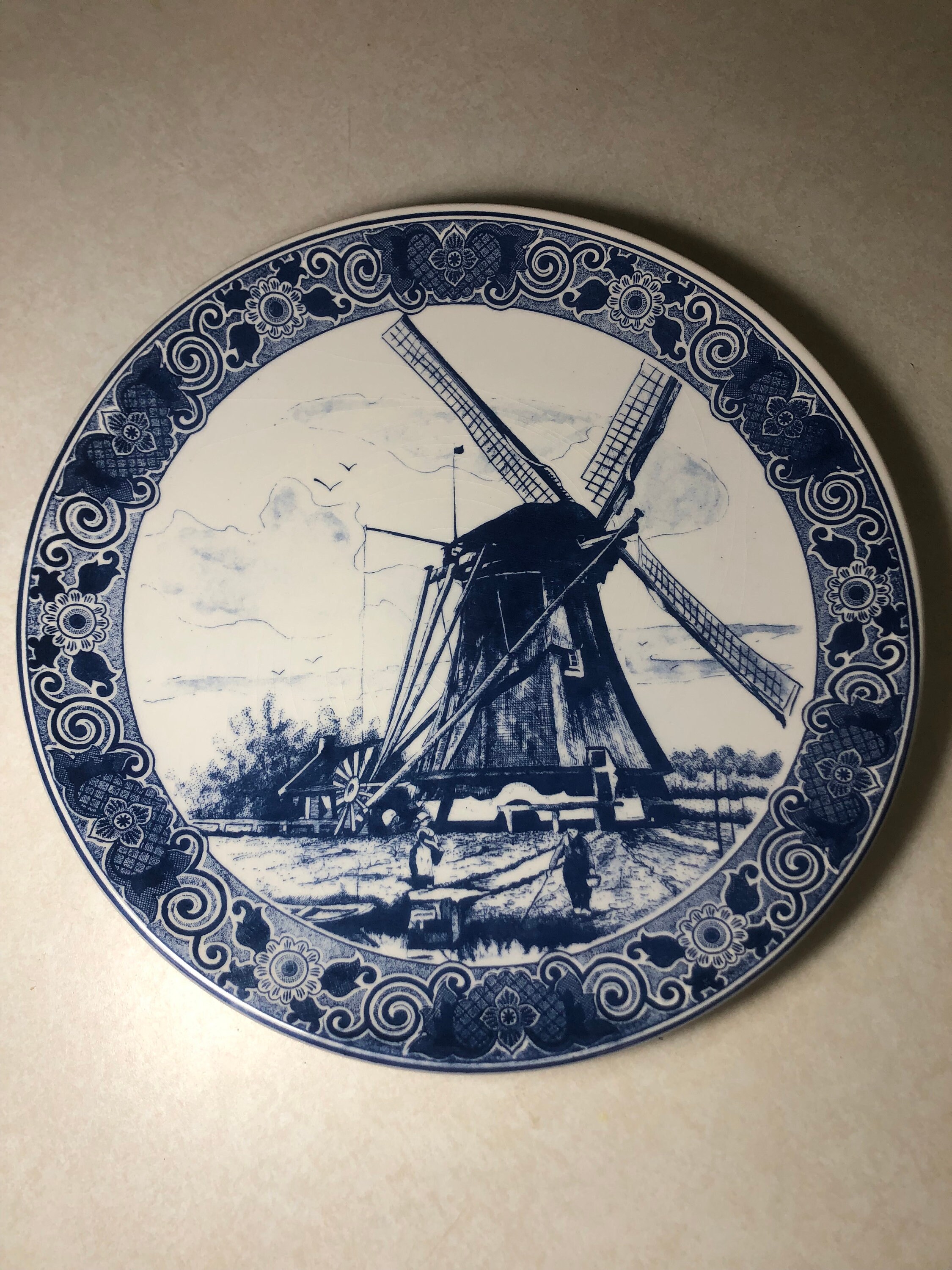 Antique Vintage 13 Delfts Blauw Windmill Decorative Plate. Made in ...