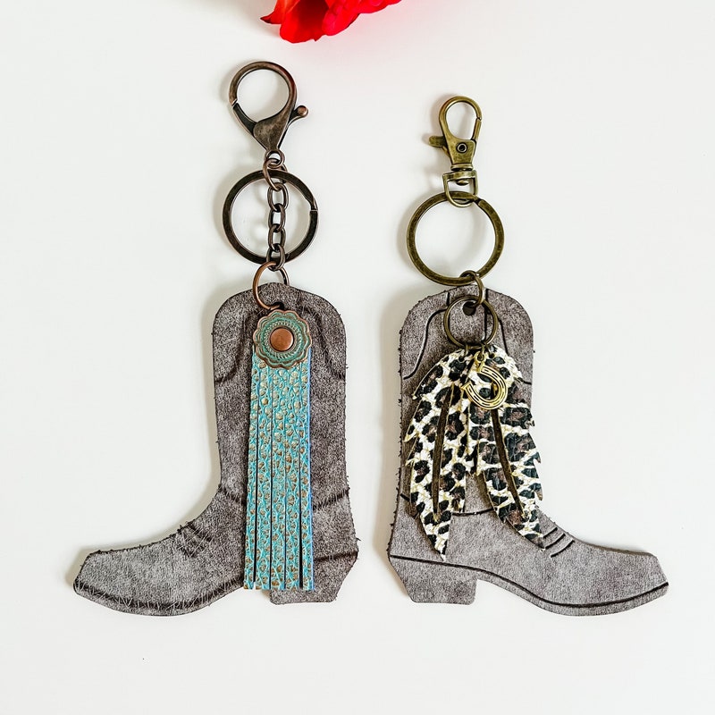 Cowgirl Boot Keychain - Etsy