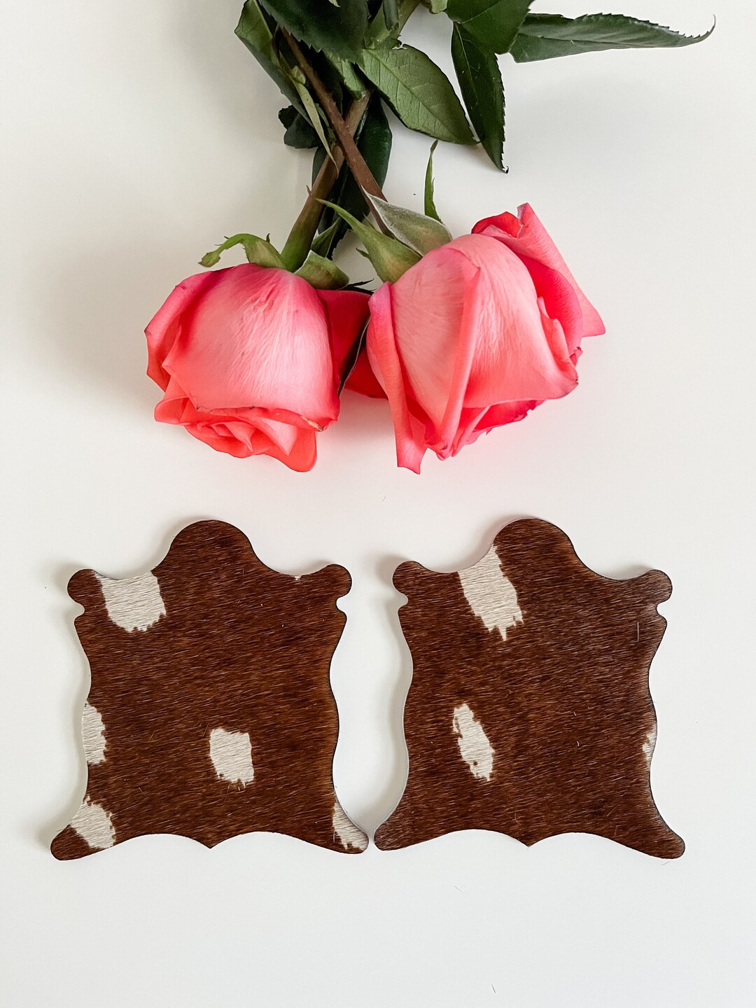 Cowhide Rug Coasters in Axis Deer Print, Mug Rug, Barware Gift for ...