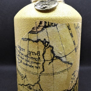 Treasure Map Decoupage Bottle With Led Lights | Etsy