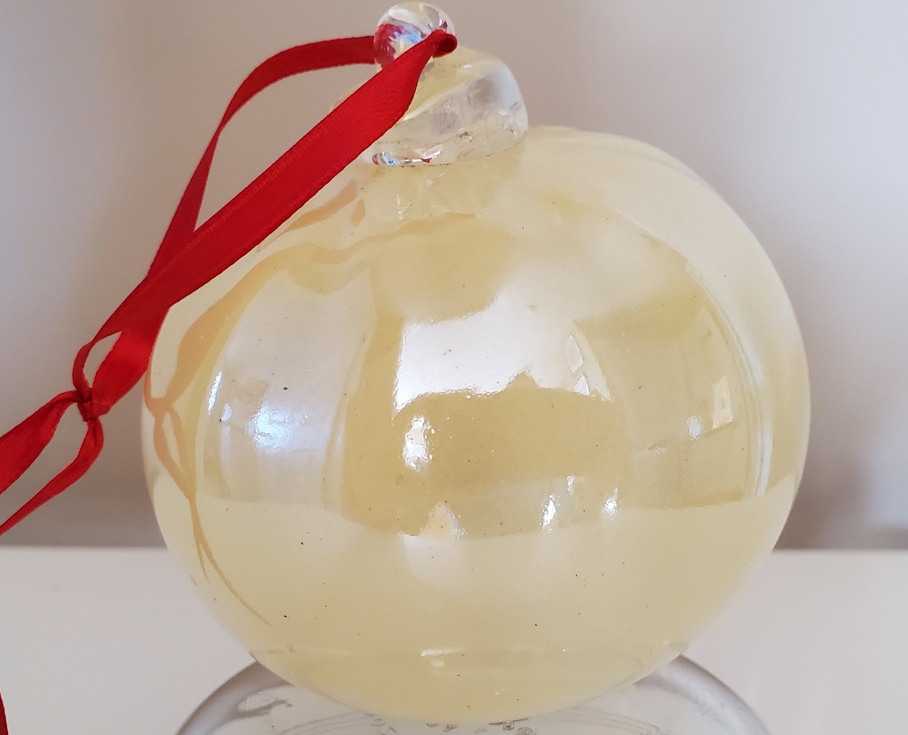 Hand Blown Glass Bulb Ornament in Light Yellow - Etsy