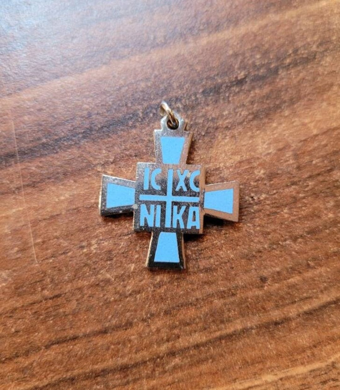 Vintage Metal Cross IC XC NIKA jesus Christ Conquers With Blue Enamel ...