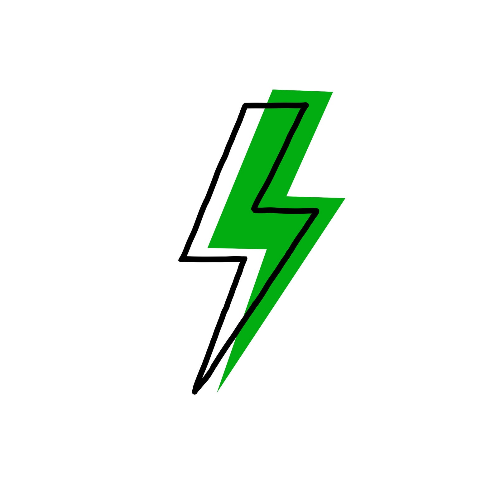 3D Comic Lightning Bolt, Green, Hand Drawn - Etsy
