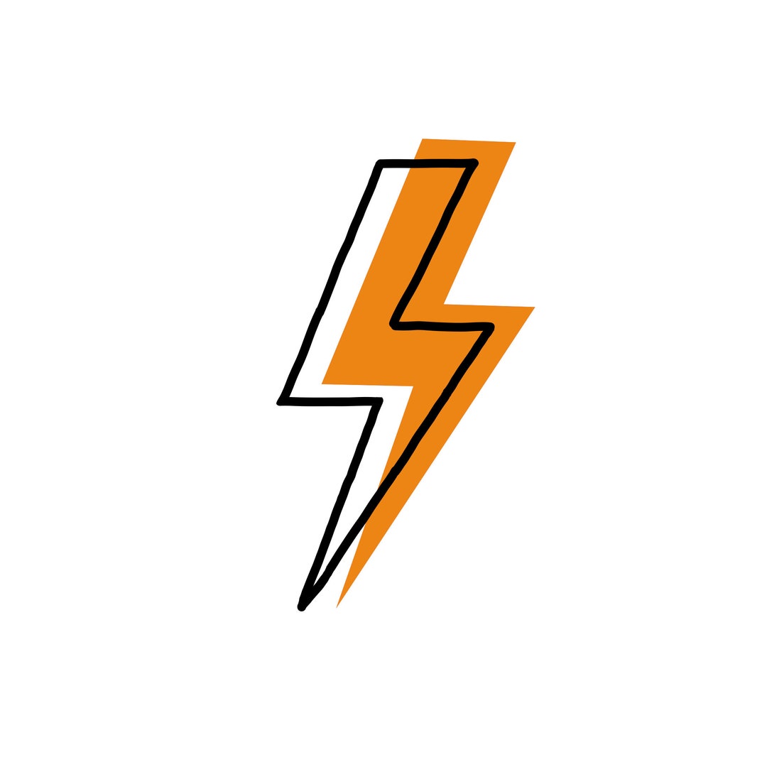 3D Comic Lightning Bolt, Orange, Hand Drawn - Etsy