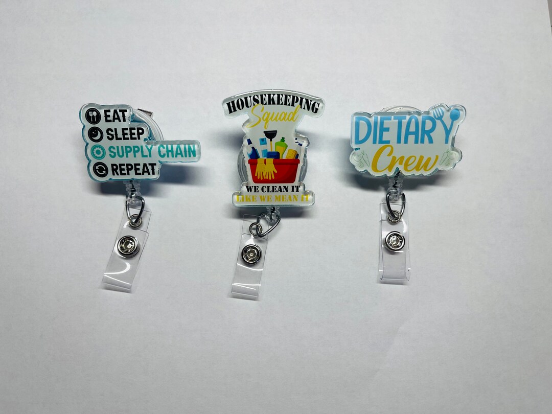 Badge Reels for Dietary, Housekeeping or Materials Managment Staff - Etsy