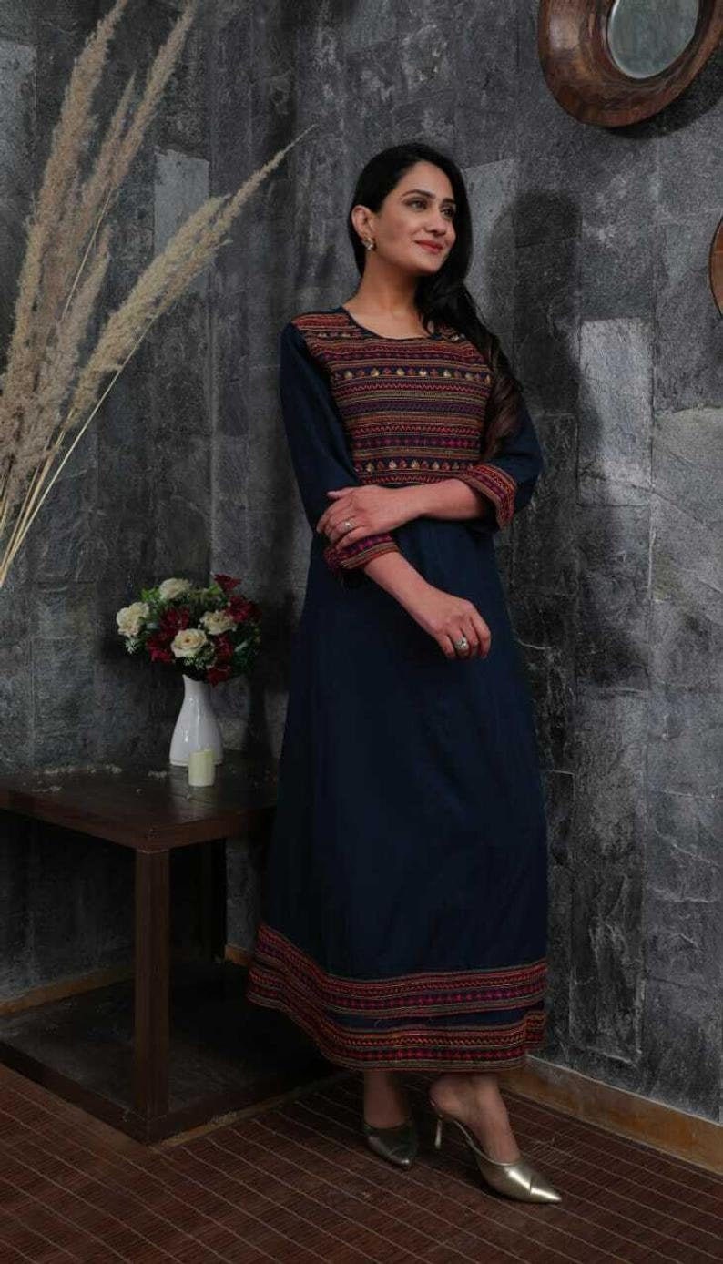 Women Flared Anarkali Kurta Kurti Stitched Blue Gown Bollywood | Etsy Women Flared Anarkali Kurta Kurti Stitched Blue Gown Bollywood | Etsy