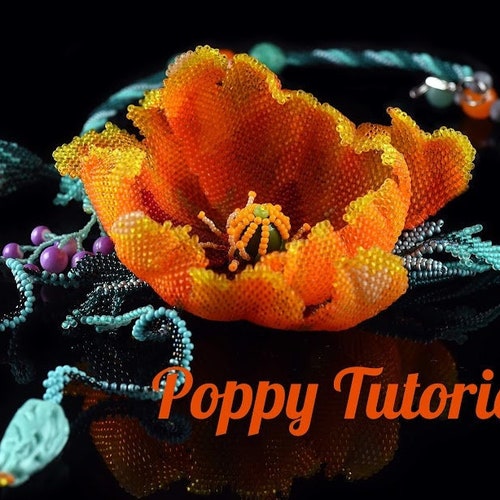 PDF Tutorial Beading Orange Poppy Instruction is English 3d | Etsy