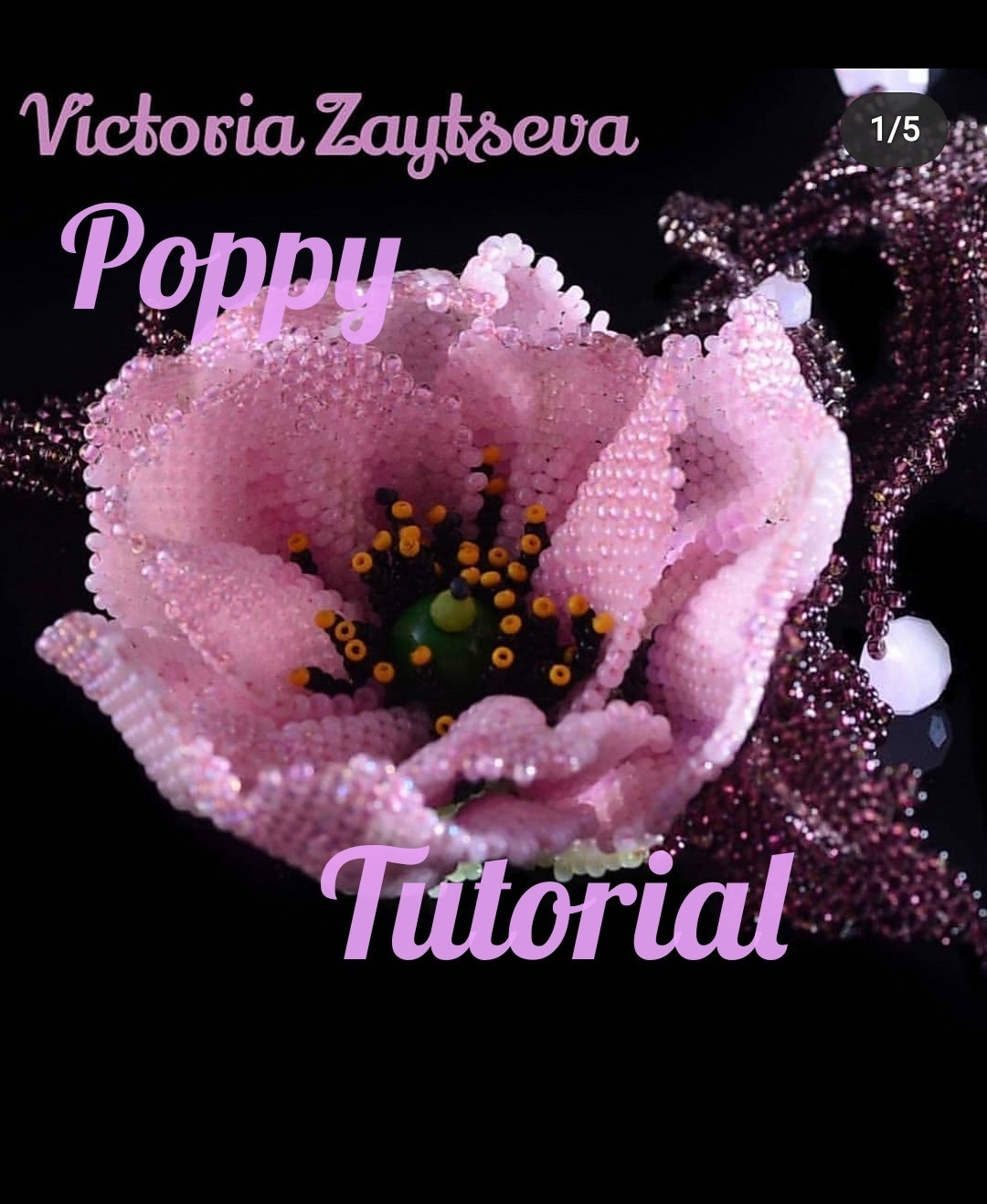 DIY Poppy Beaded Tutorial 3d Beaded Poppy Flower Seed Bead Flower ...