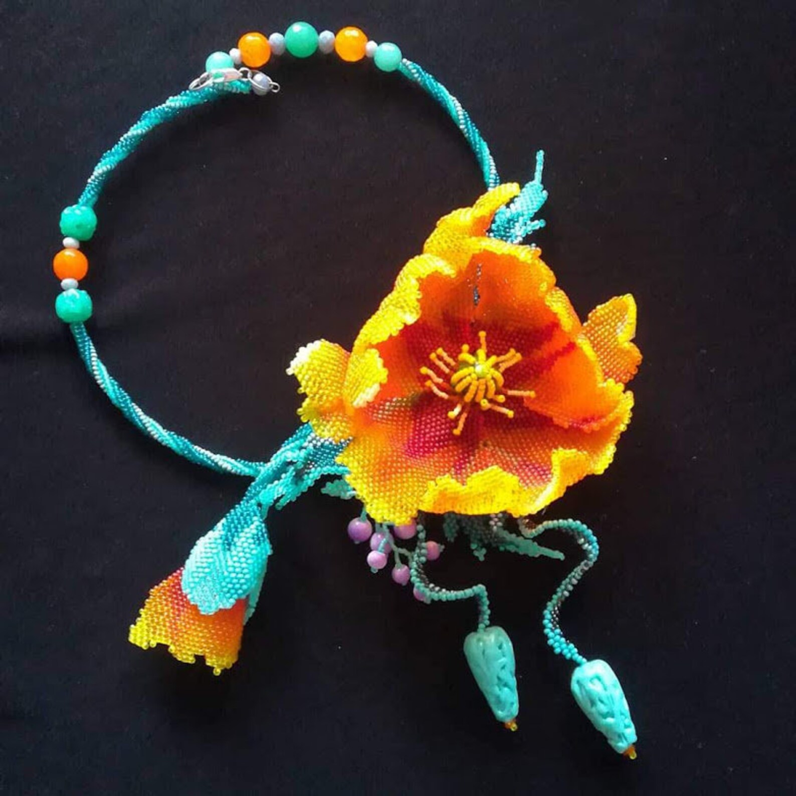 PDF Tutorial Beading Orange Poppy Instruction is English 3d - Etsy