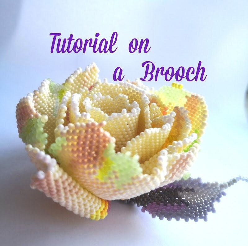 DIY Tutorial Beading Brooch Rose,beaded Flower Pattern, Chunky Brooch ...