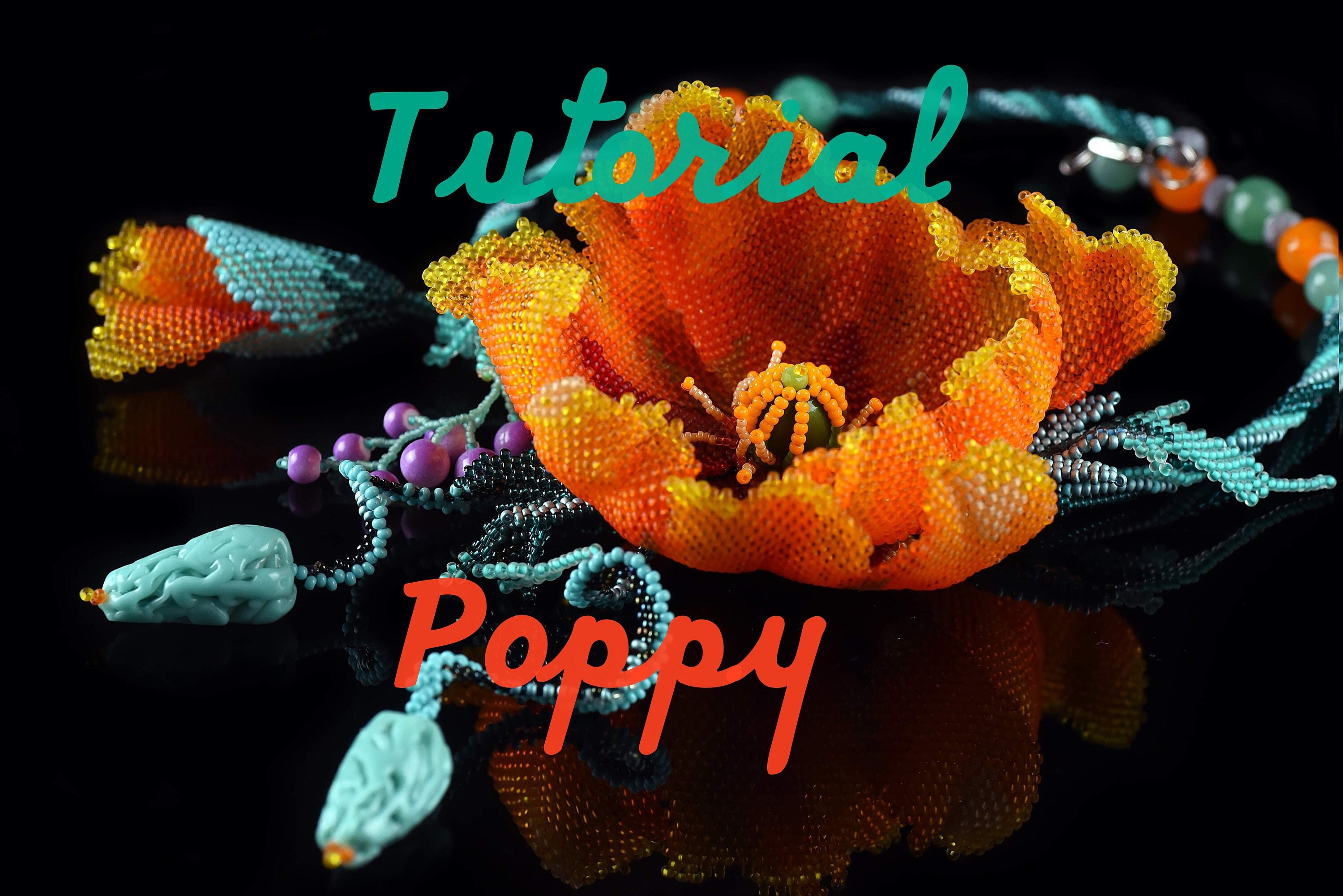 PDF Tutorial Beading Orange Poppy Instruction is English 3d Beaded ...