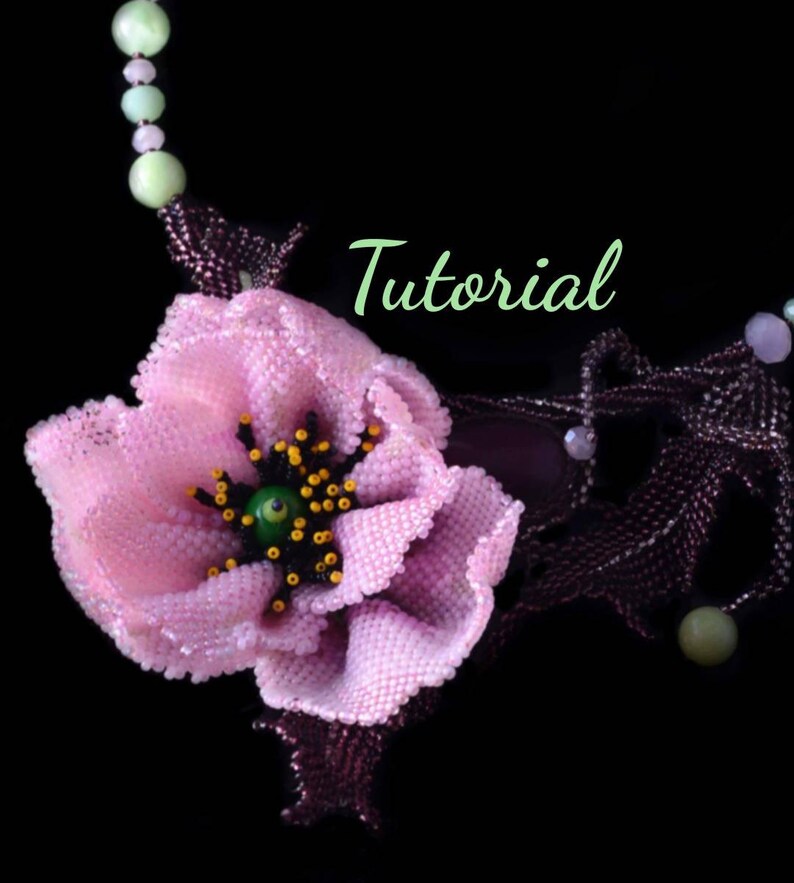 PDF Tutorial Beading Pink Poppy Instruction in English Beaded - Etsy