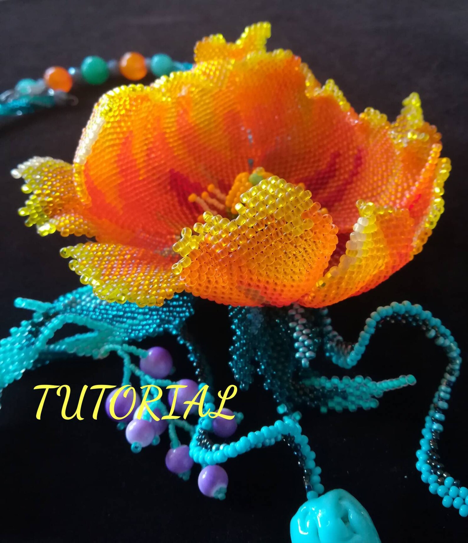 PDF Tutorial Beading Orange Poppy Instruction is English 3d Beaded ...