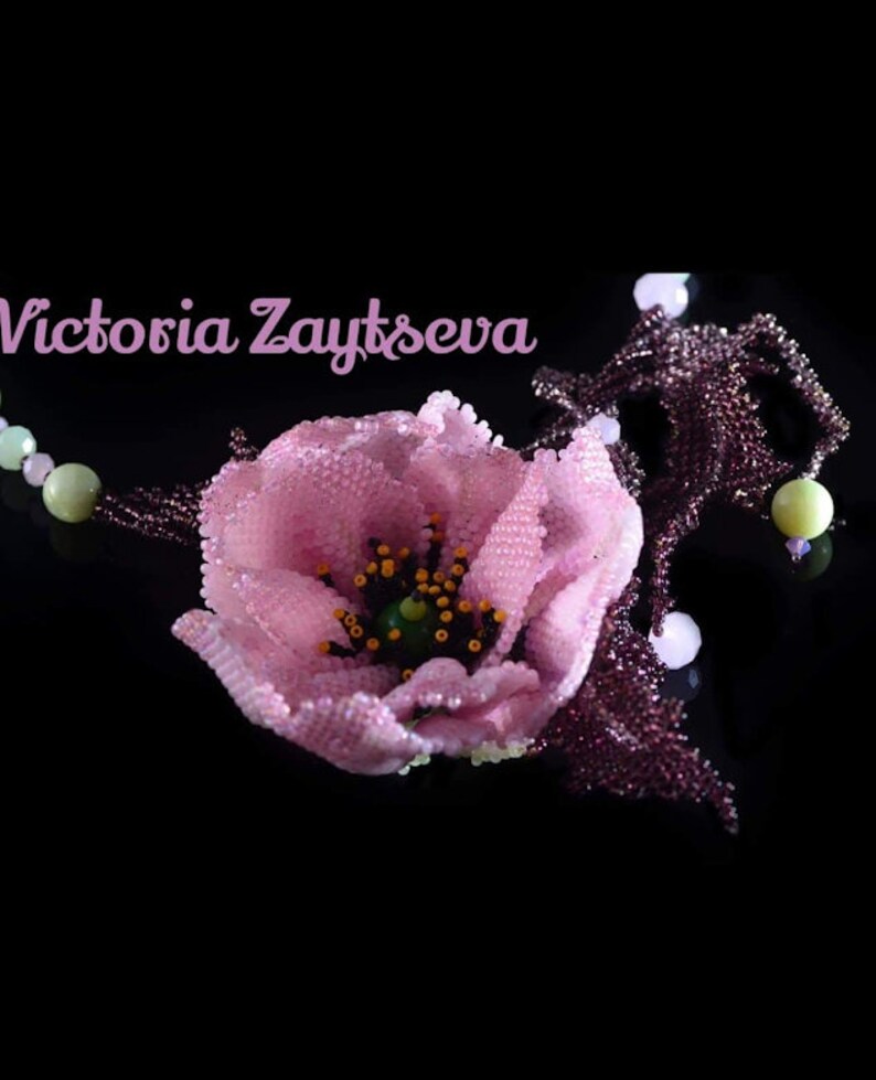 PDF Tutorial Beading Pink Poppy Instruction in English Beaded - Etsy