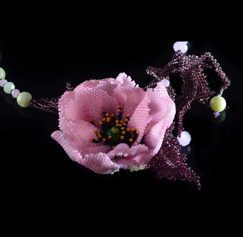 PDF Tutorial Beading Pink Poppy Instruction in English Beaded - Etsy