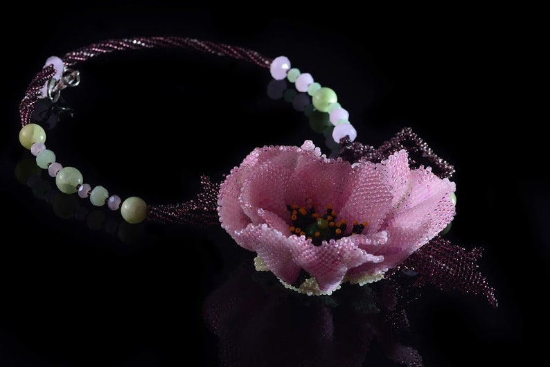 PDF Tutorial Beading Pink Poppy Instruction in English Beaded - Etsy