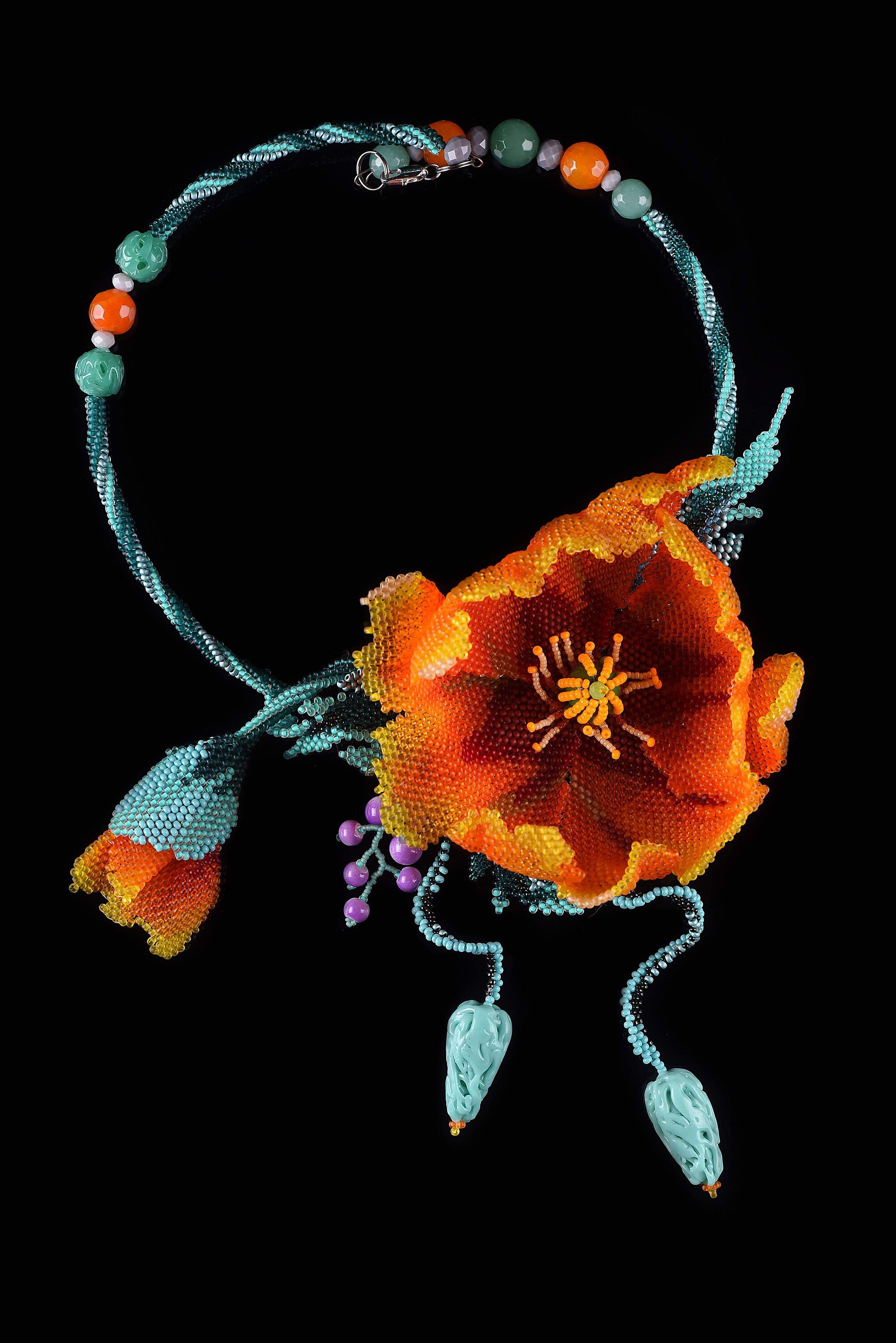 PDF Tutorial Beading Orange Poppy Instruction is English 3d Beaded ...