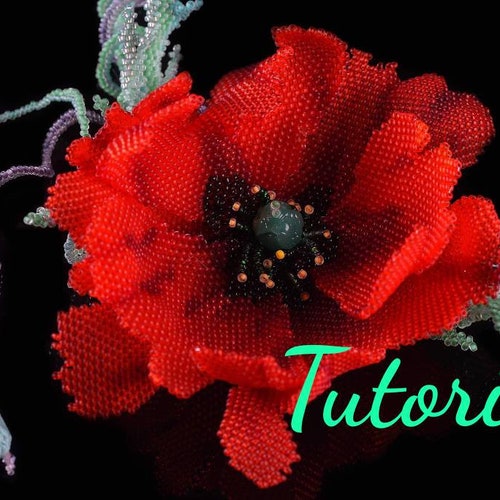 PDF Tutorial Beading Orange Poppy Instruction is English 3d | Etsy