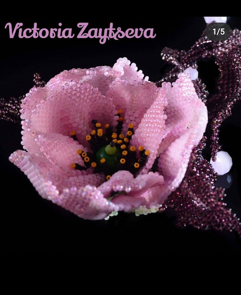 PDF Tutorial Beading Pink Poppy Instruction in English Beaded - Etsy