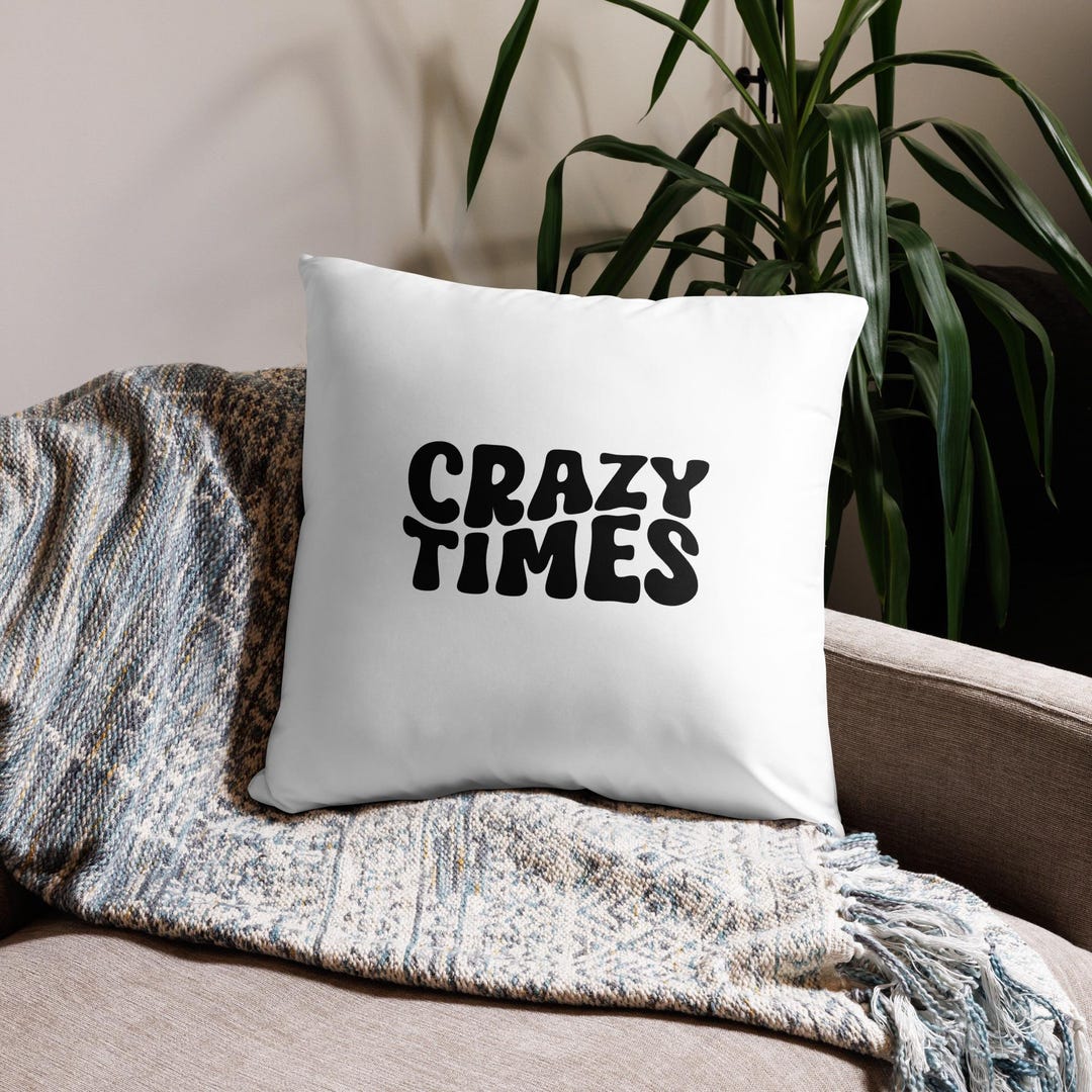 Crazy Times Pillow, Funny Home Decor, Funny Slogan Pillows, Home ...