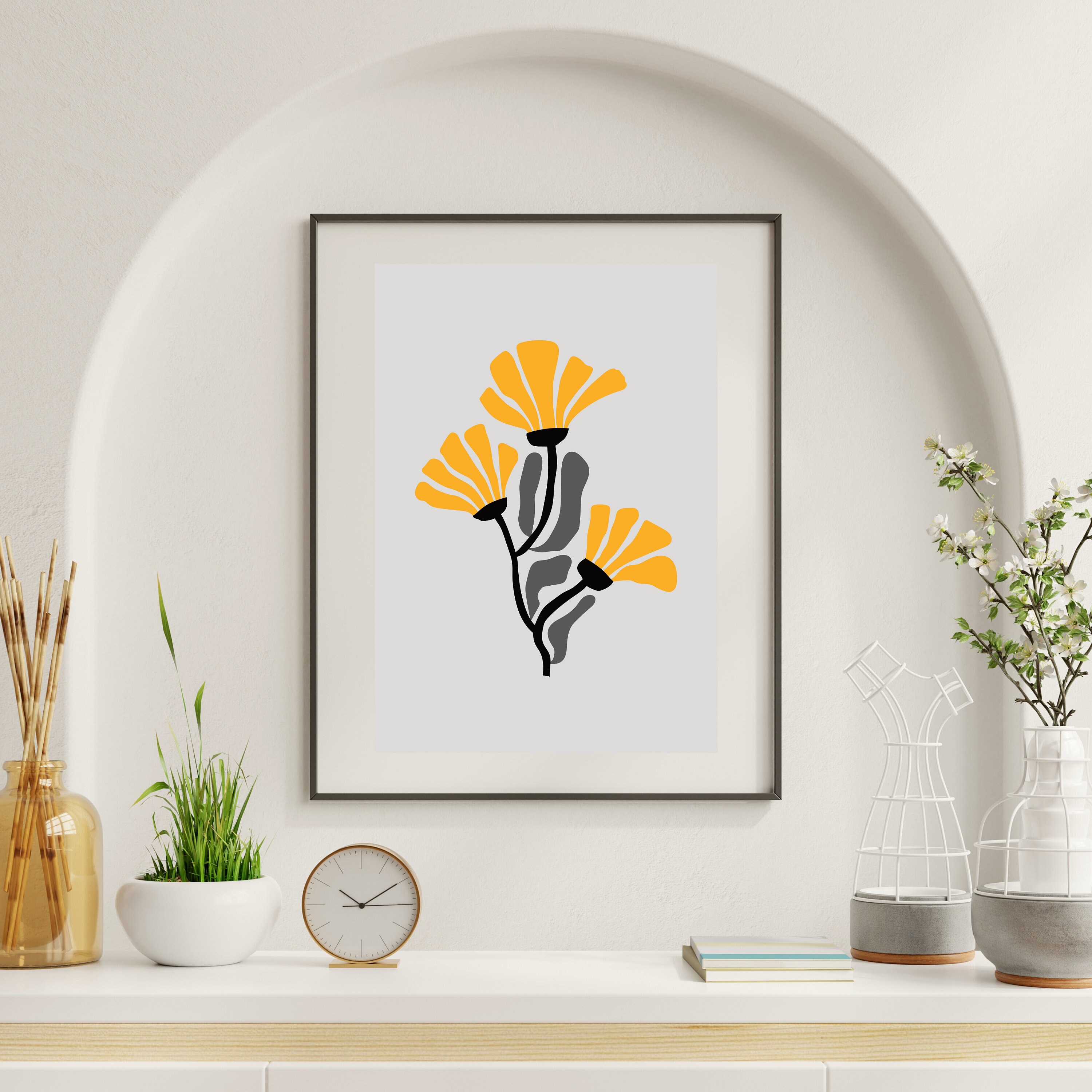 2 Minimal Flower Poster Trendy Art Prints Flower Decor - Etsy