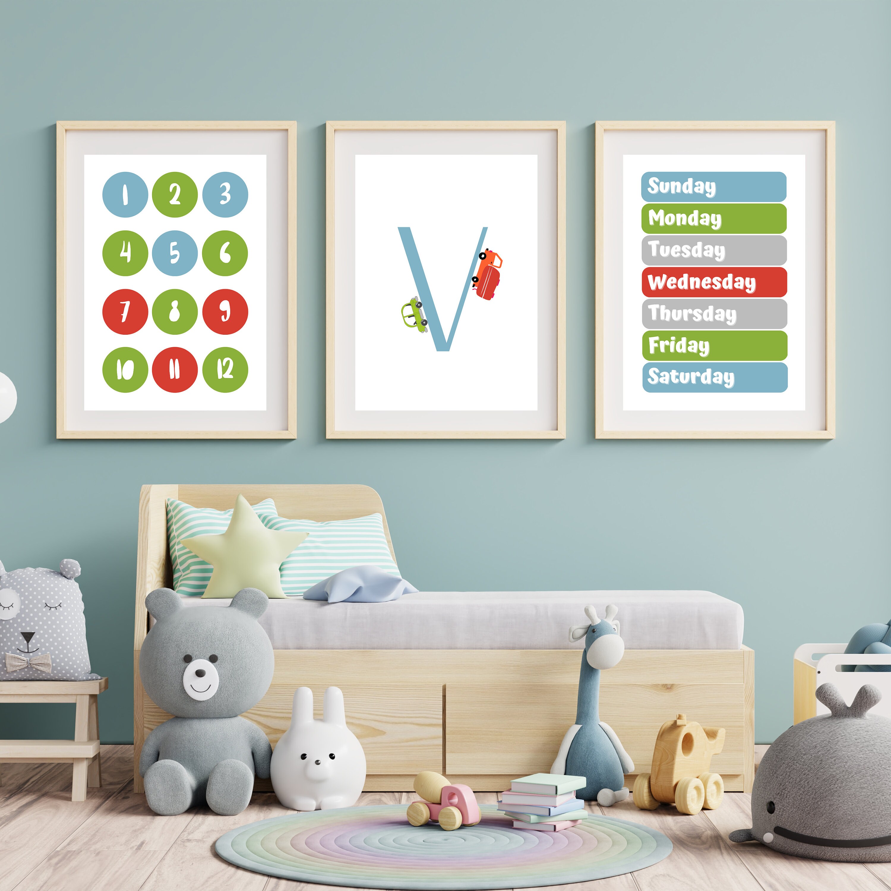 Alphabet 26 Letters Digital Kids Initial Letter Days of the - Etsy