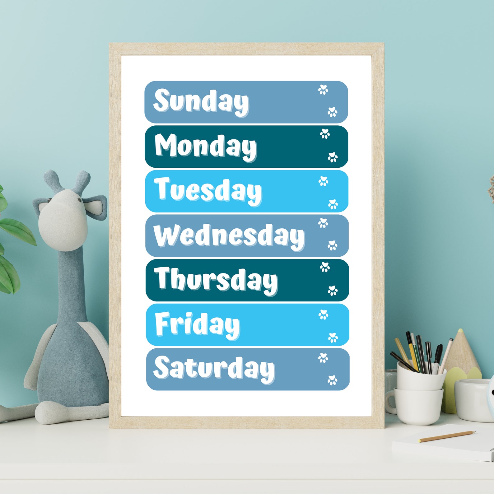 Educational Poster, Cat Art Prints, Set of 6, Custom Initial Kitty Art ...