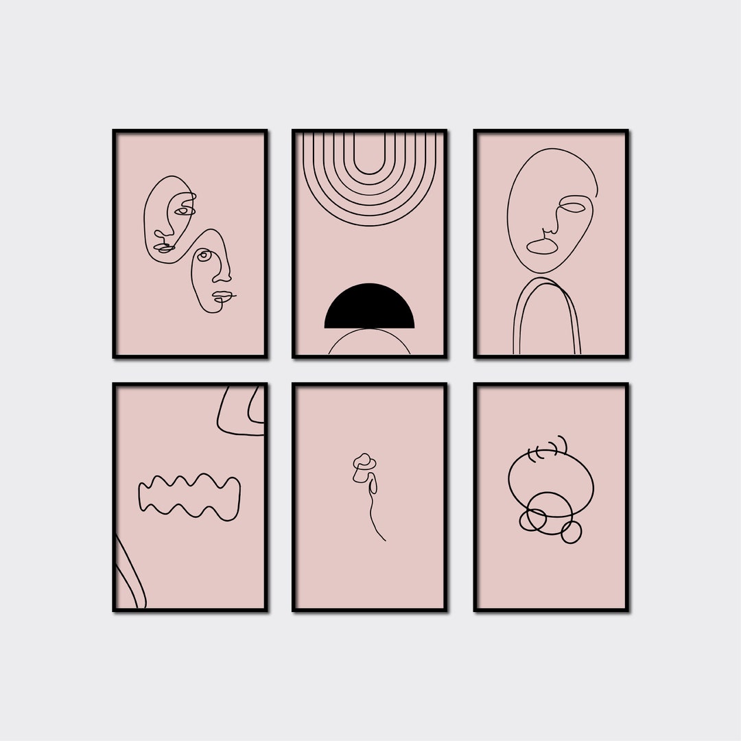 Minimalist Illustration, Line Art, Set of 6 Prints, Printable Art, Wall ...