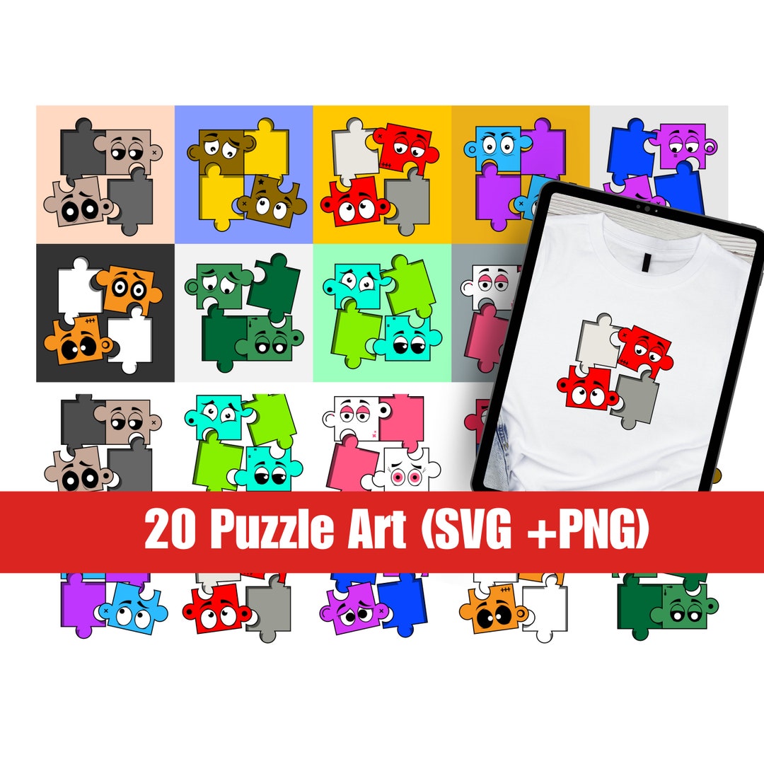 Puzzle Svg Bundle, Cute Characters Svg, Face Puzzle Characters Png, SVG ...