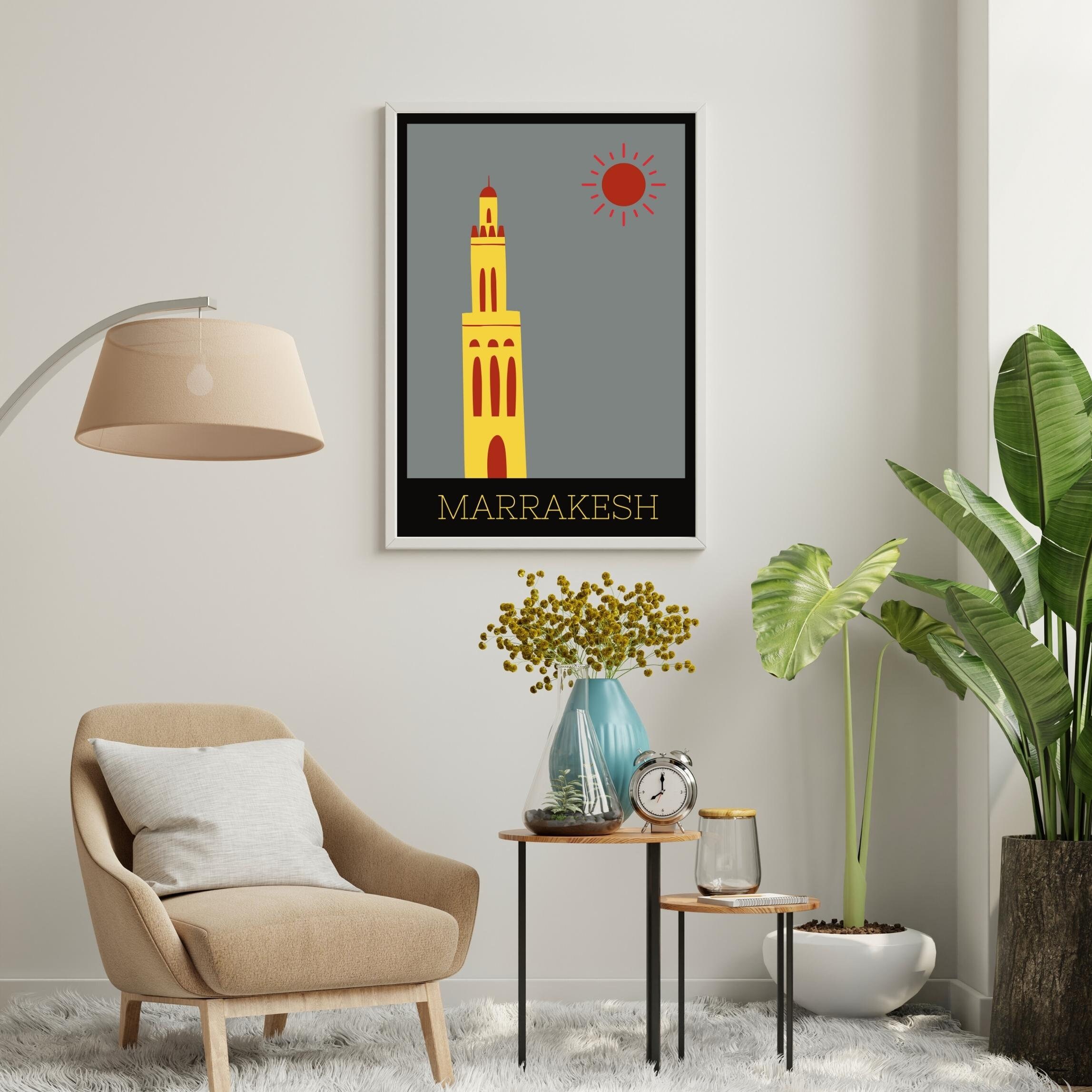 Morocco Wall Art Decor, Marrakesh Cityscape, Digital World Cities ...