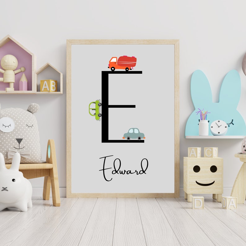 Digital Personalized Initial Letter, KIDS Name Printable, Boy's Bedroom ...
