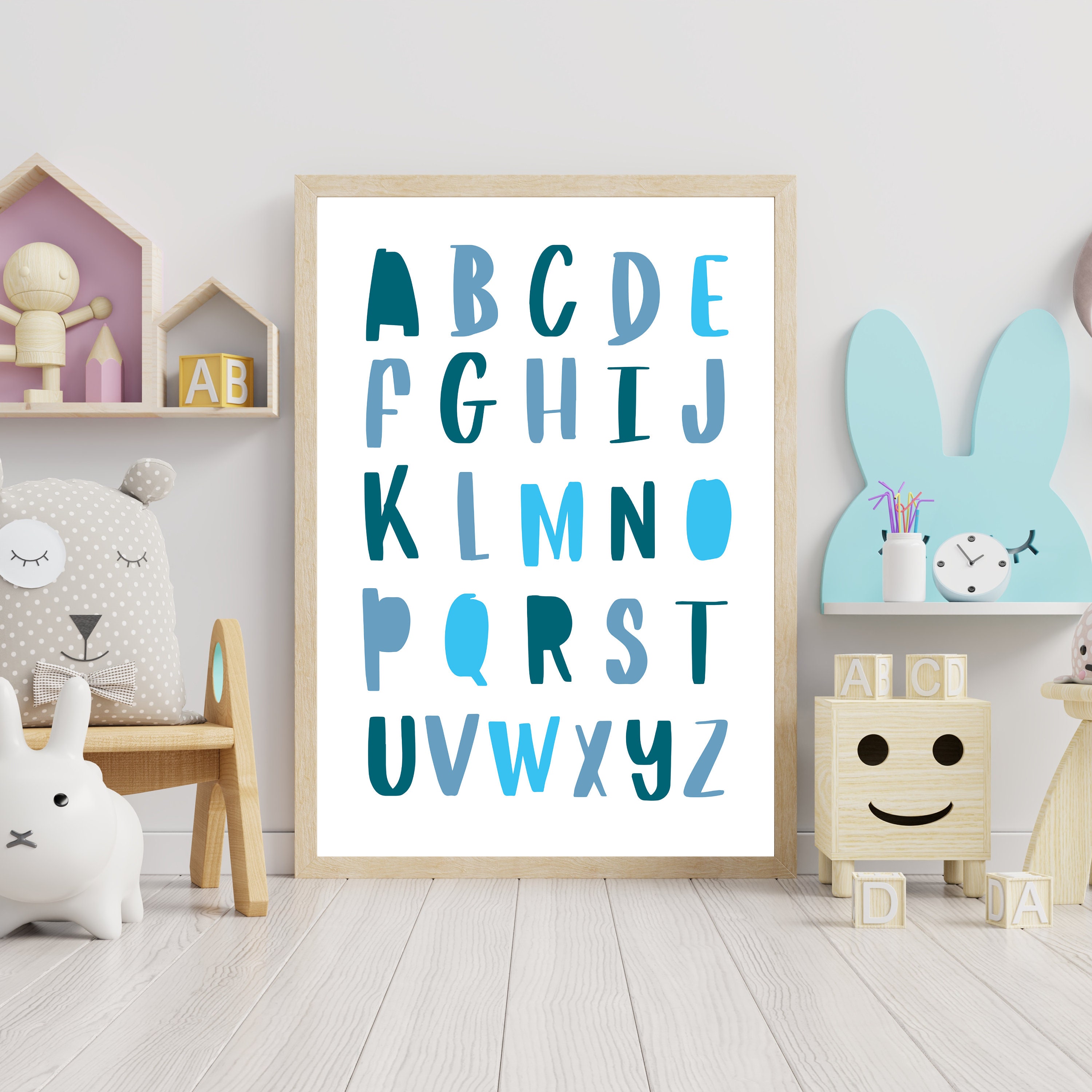 Educational Poster, Cat Art Prints, Set of 6, Custom Initial Kitty Art ...